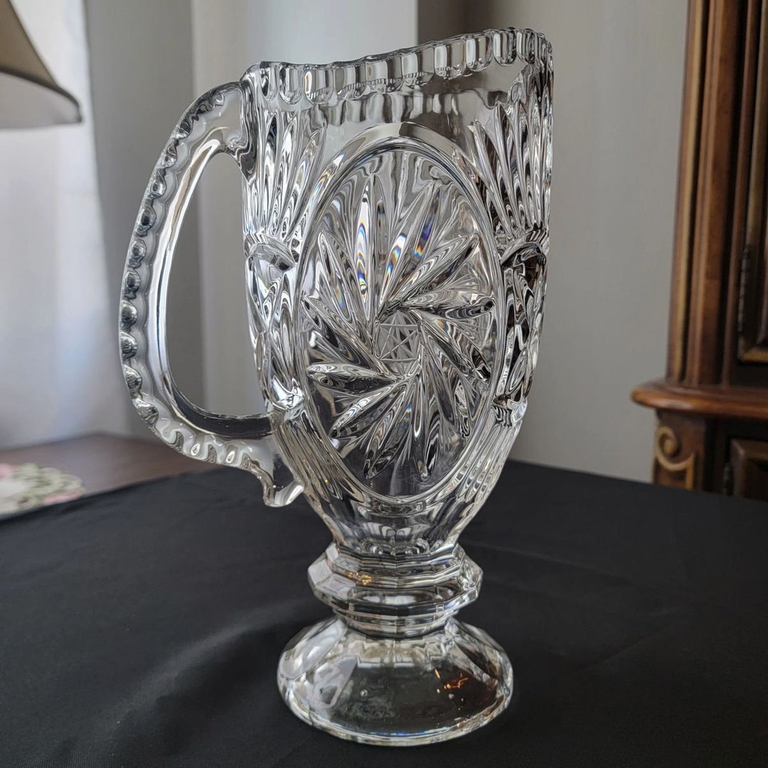 Vintage Pinwheel Star Lead Crystal Glass Pitcher - Etsy