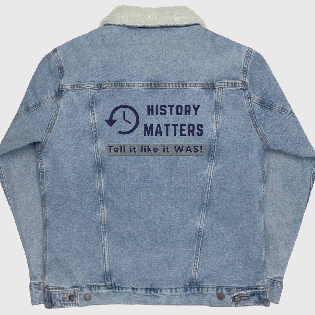 Ecofriendly Denim Sherpa Lined Jacket History Buff Jacket Embroidered ...