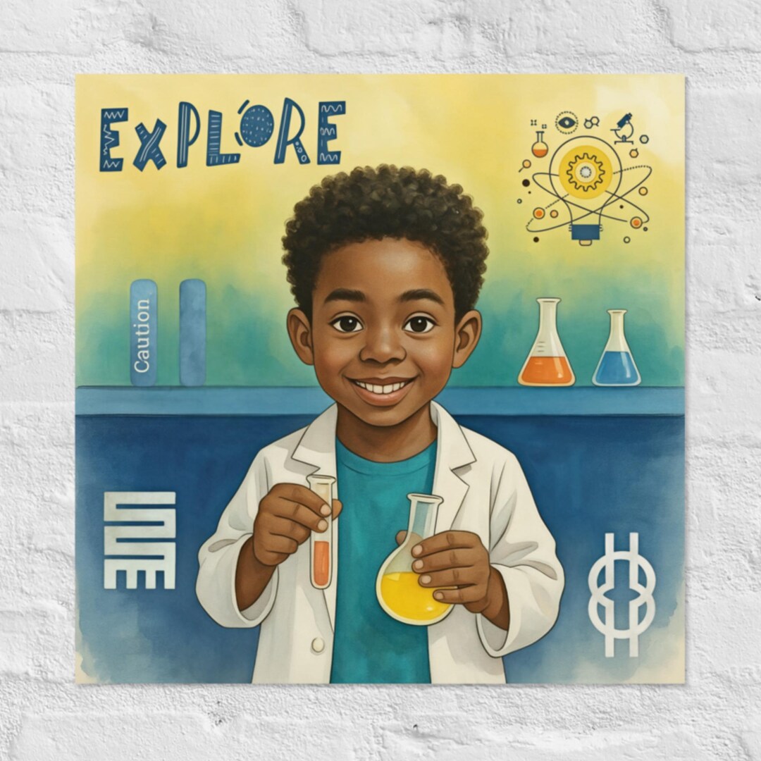 Black Boy Scientist Wall Art Afrocentric Science Wall Print Black Boy ...