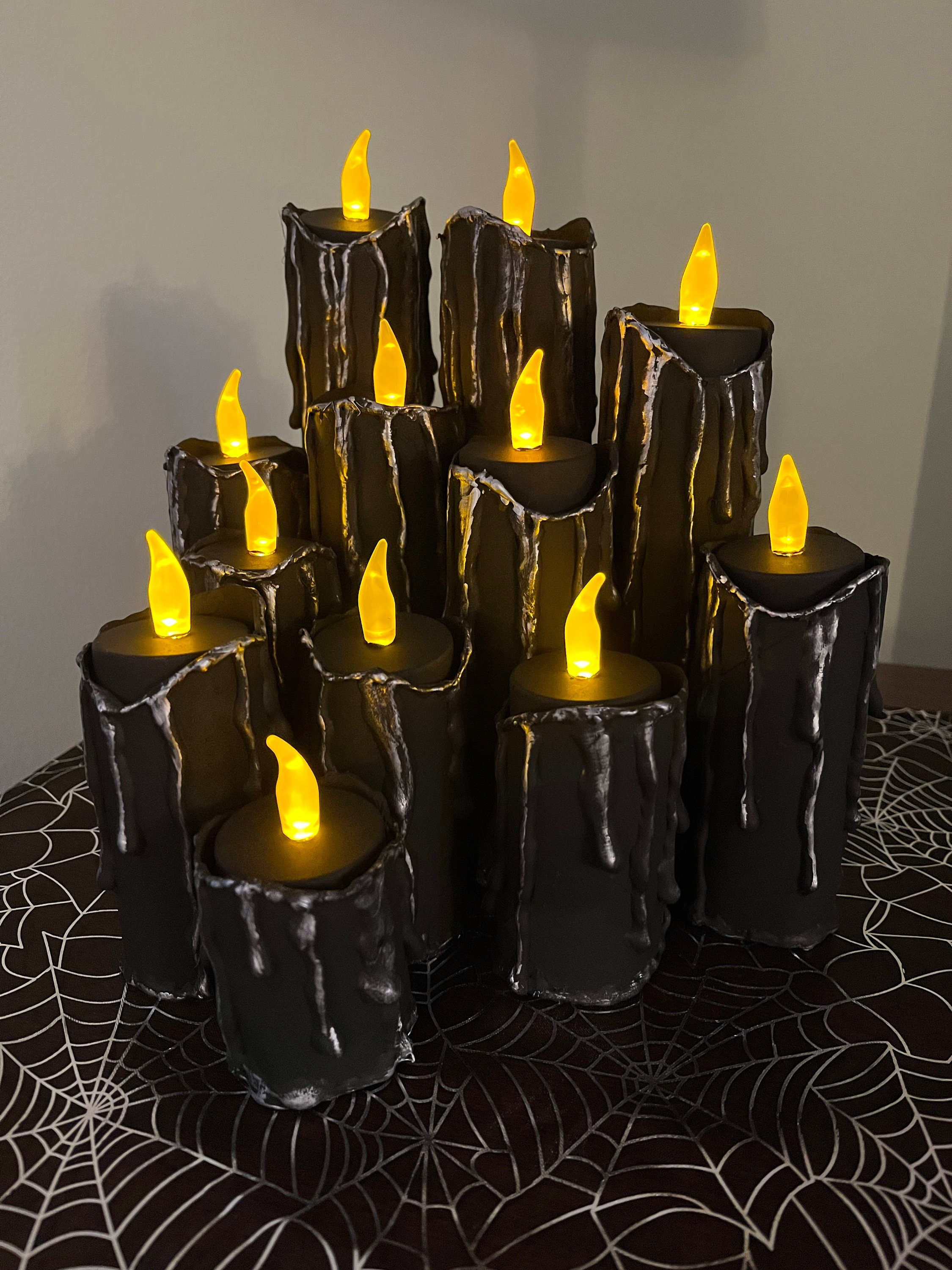 Faux Black Halloween Candles With LED Votives-set of 12 - Etsy
