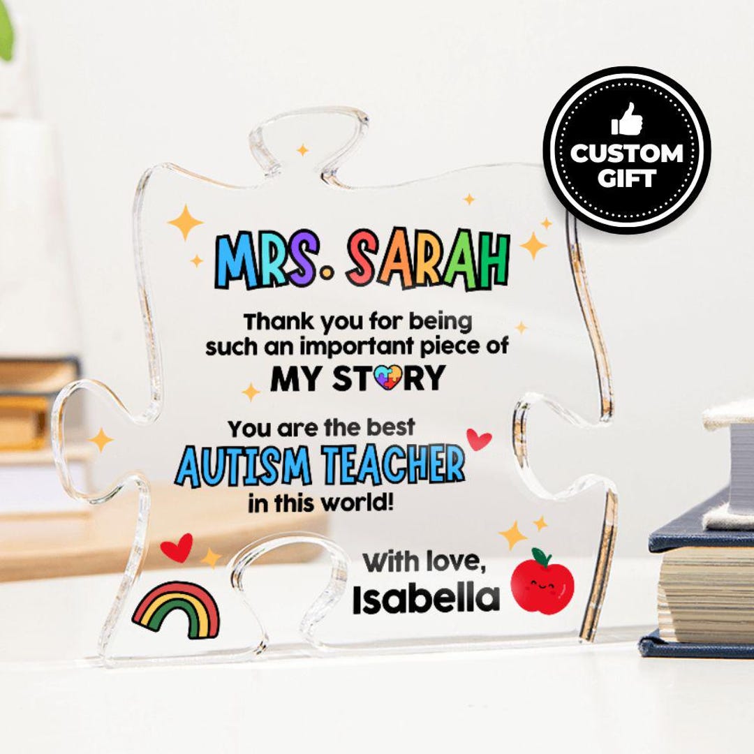 Autism Teacher Thank You Gift From Student, Autism Awareness Puzzle ...
