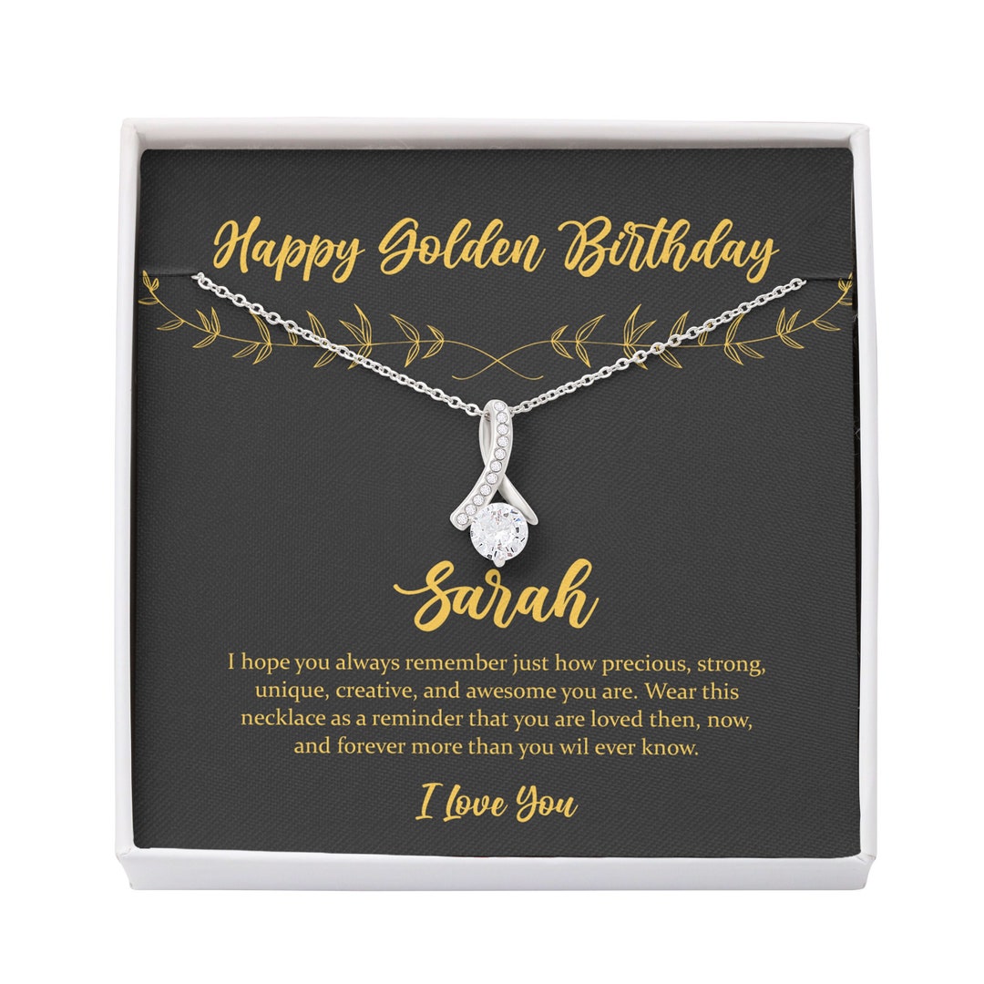 Golden Birthday Gift Necklace, Personalized Birthday Gift, Happy Golden ...