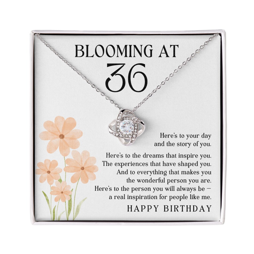 Blooming at 36 Here's to Your Day, Happy 36th Birthday Necklace, Gift ...