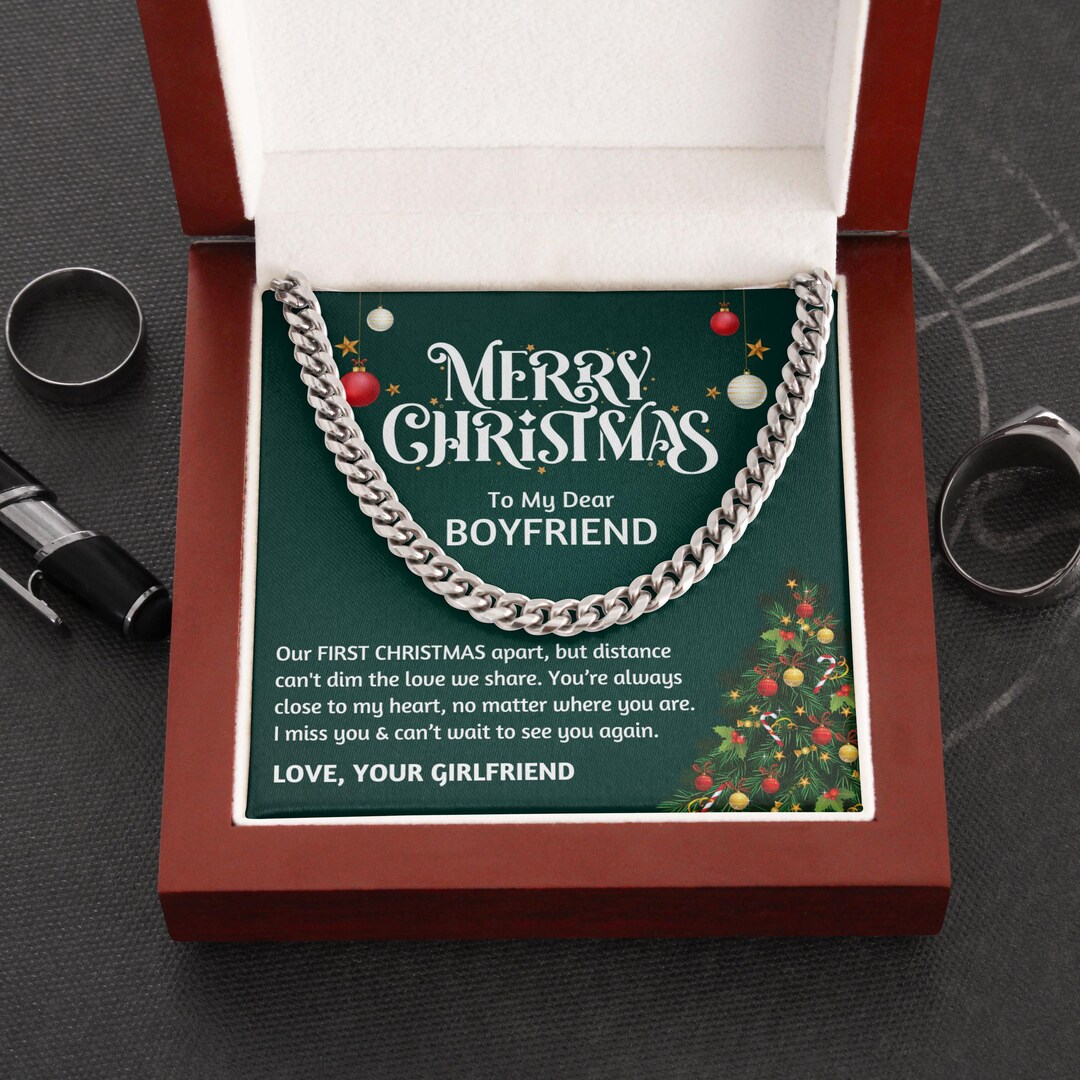 Merry First Christmas Long Distance Relationship Necklace, Personalized ...