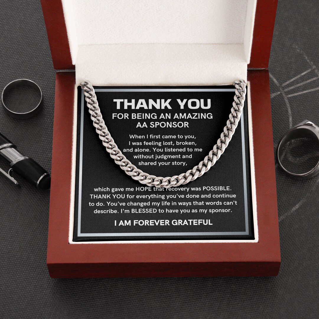 AA Sponsor Necklace, Alcoholics Anonymous Sponsor, Male AA Sponsor Gift ...
