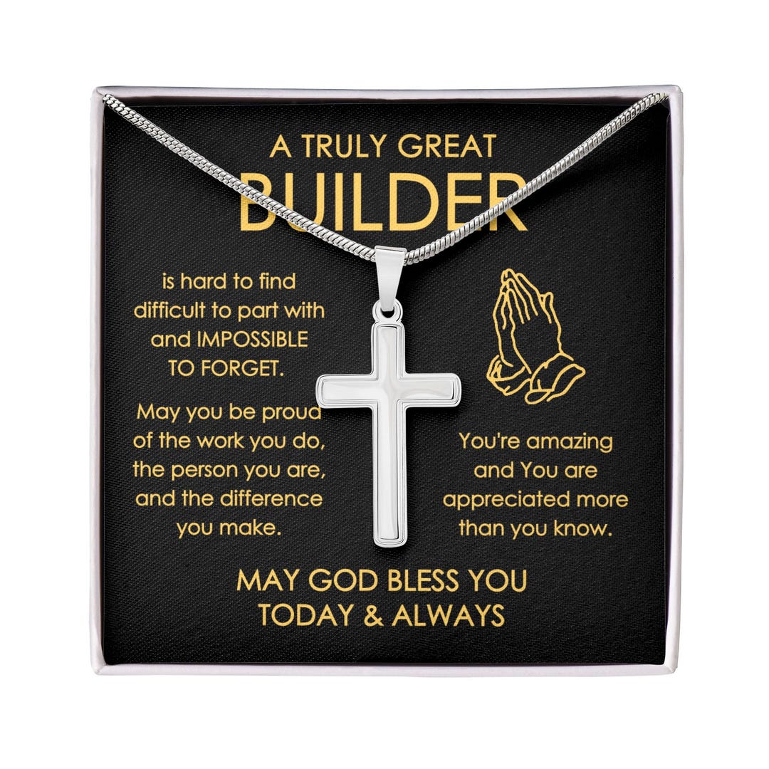 Builder Cross Necklace, Gift for Builder, Thank You Builder ...