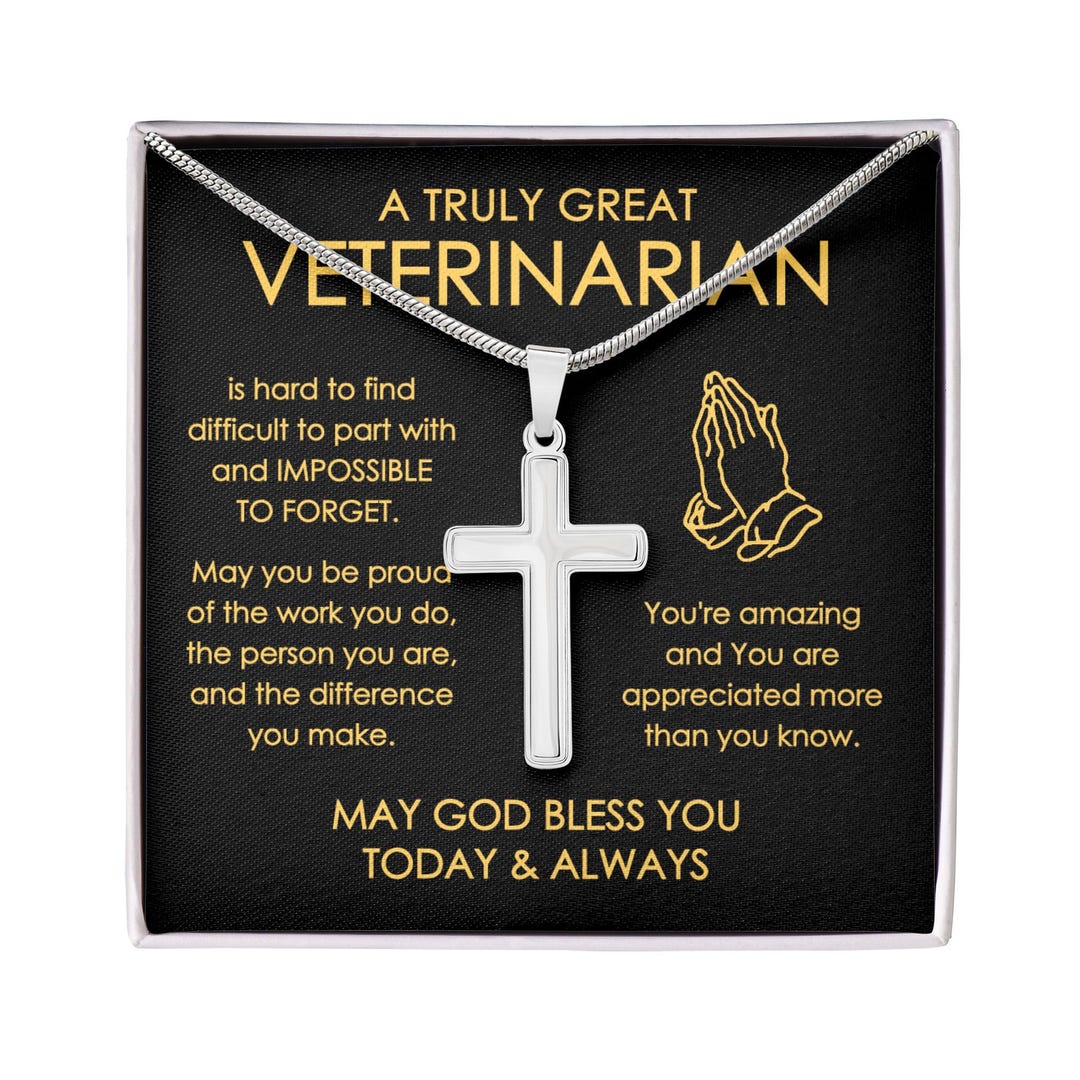 Veterinarian Cross Necklace, Gift for Veterinarian, Thank You ...