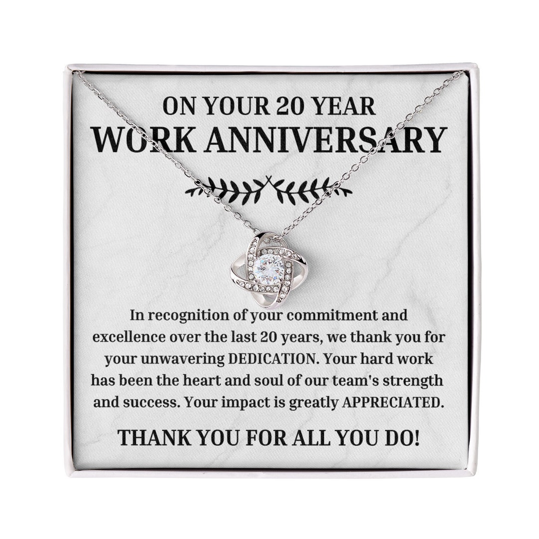 On Your 20 Year Work Anniversary Necklace, 20 Years of Service ...