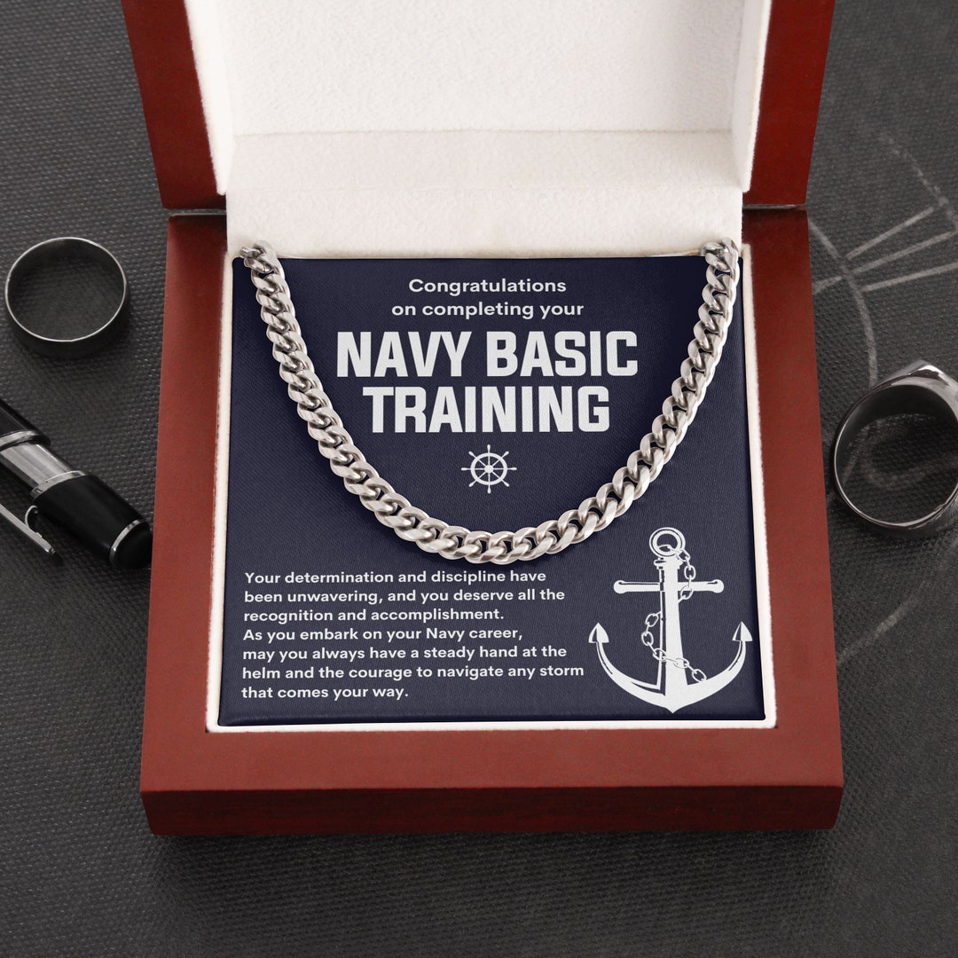 Navy Basic Training Necklace, Gift for Navy Basic Training, Cuban Link ...