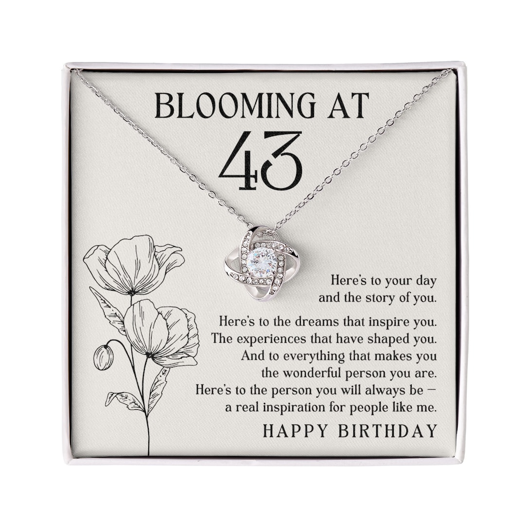 Blooming at 43 Here's to Your Day, Happy 43rd Birthday Necklace, Gift ...