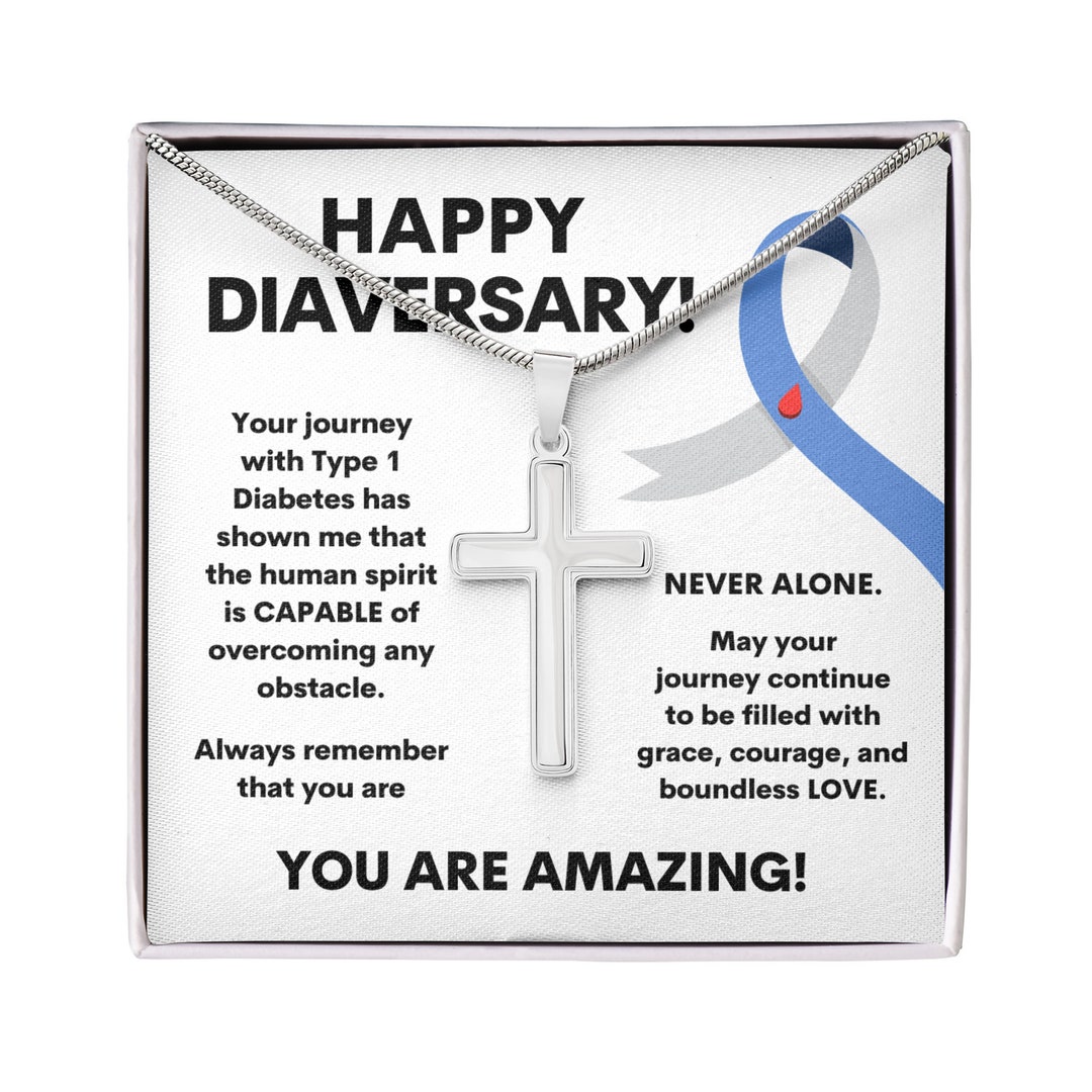 Diaversary Cross Necklace, Diabetes Type 1 Anniversary, Happy ...