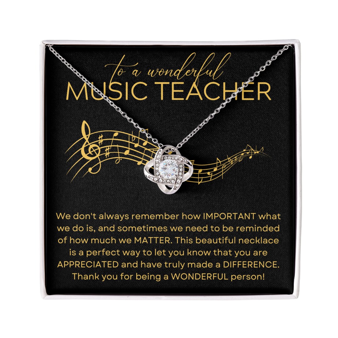 Music Teacher Necklace, Gift for Music Teacher, Thank You Music Teacher ...