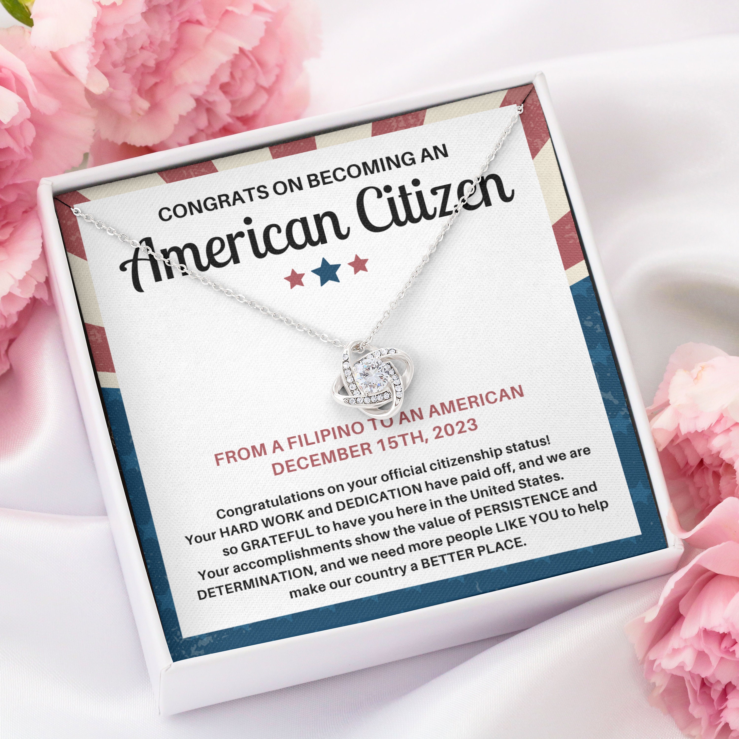 New American Citizen Personalized Necklace, New Citizen Gift, Us ...