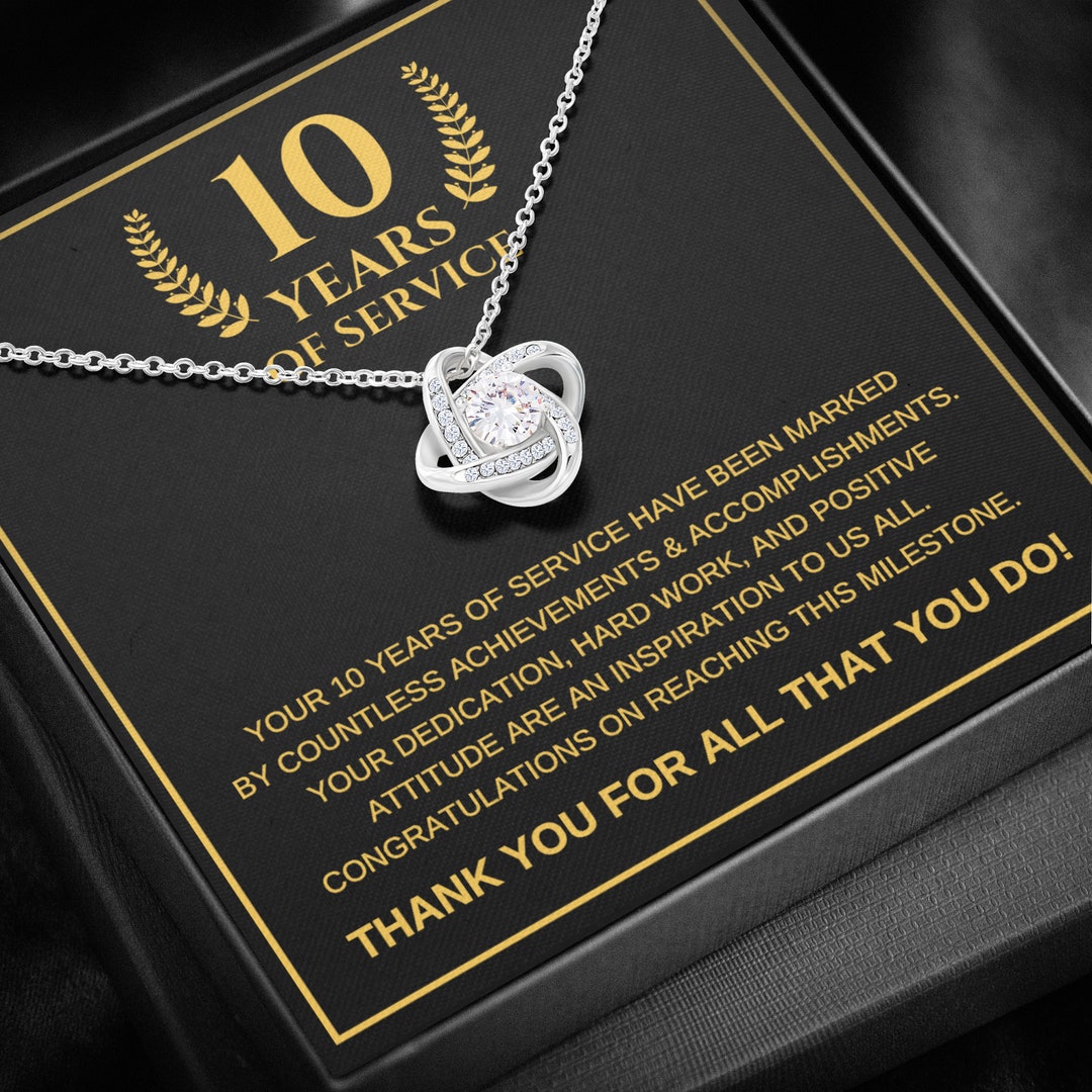 10 Year Work Anniversary Necklace, Service Award, Company Gifts ...
