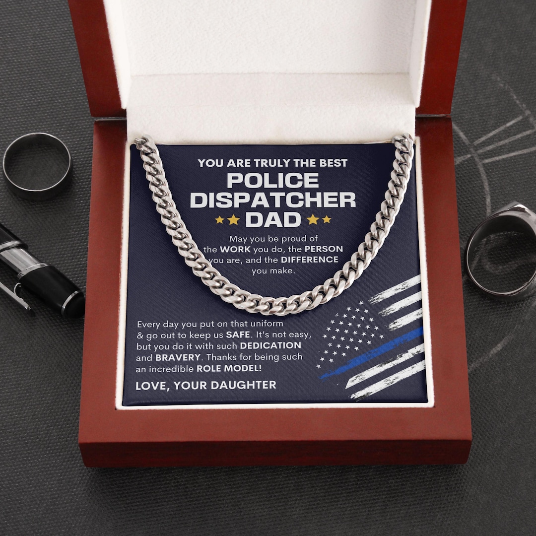 Police Dispatcher Dad Necklace, Gift for Police Dispatcher Dad, Police ...