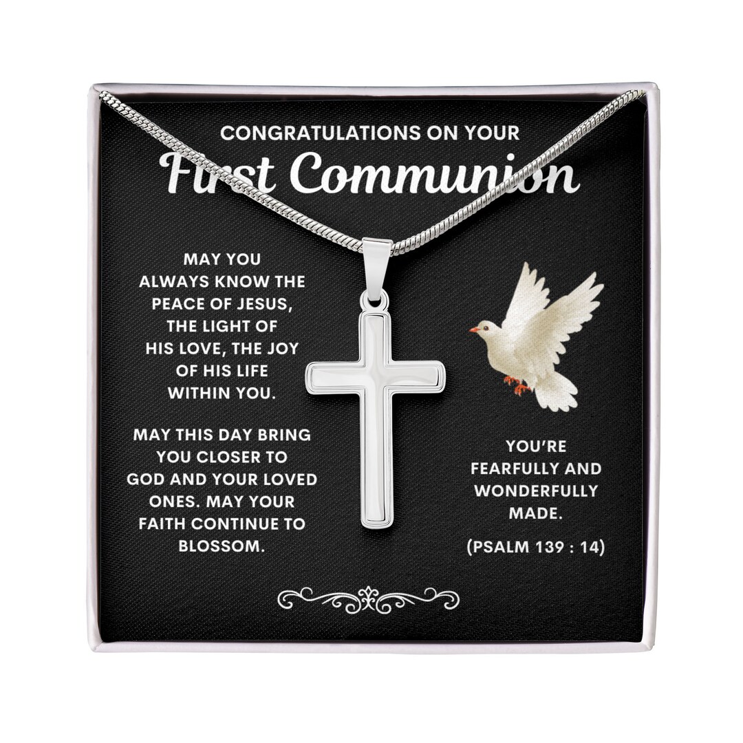 First Communion Cross Necklace Gift for Catholics, Christianity, Bible ...
