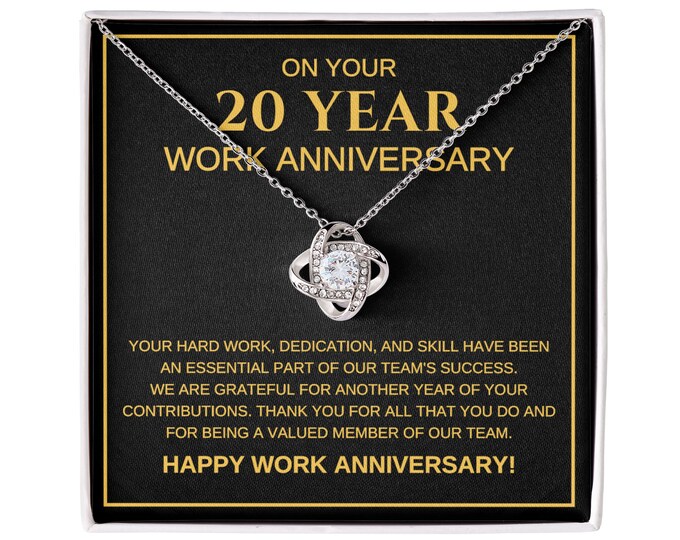 20 Year Work Anniversary Necklace, Service Award, Company Gifts ...
