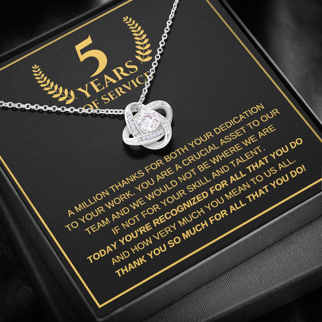 5 Years of Service Necklace, 5 Years Work Anniversary, Service Award ...