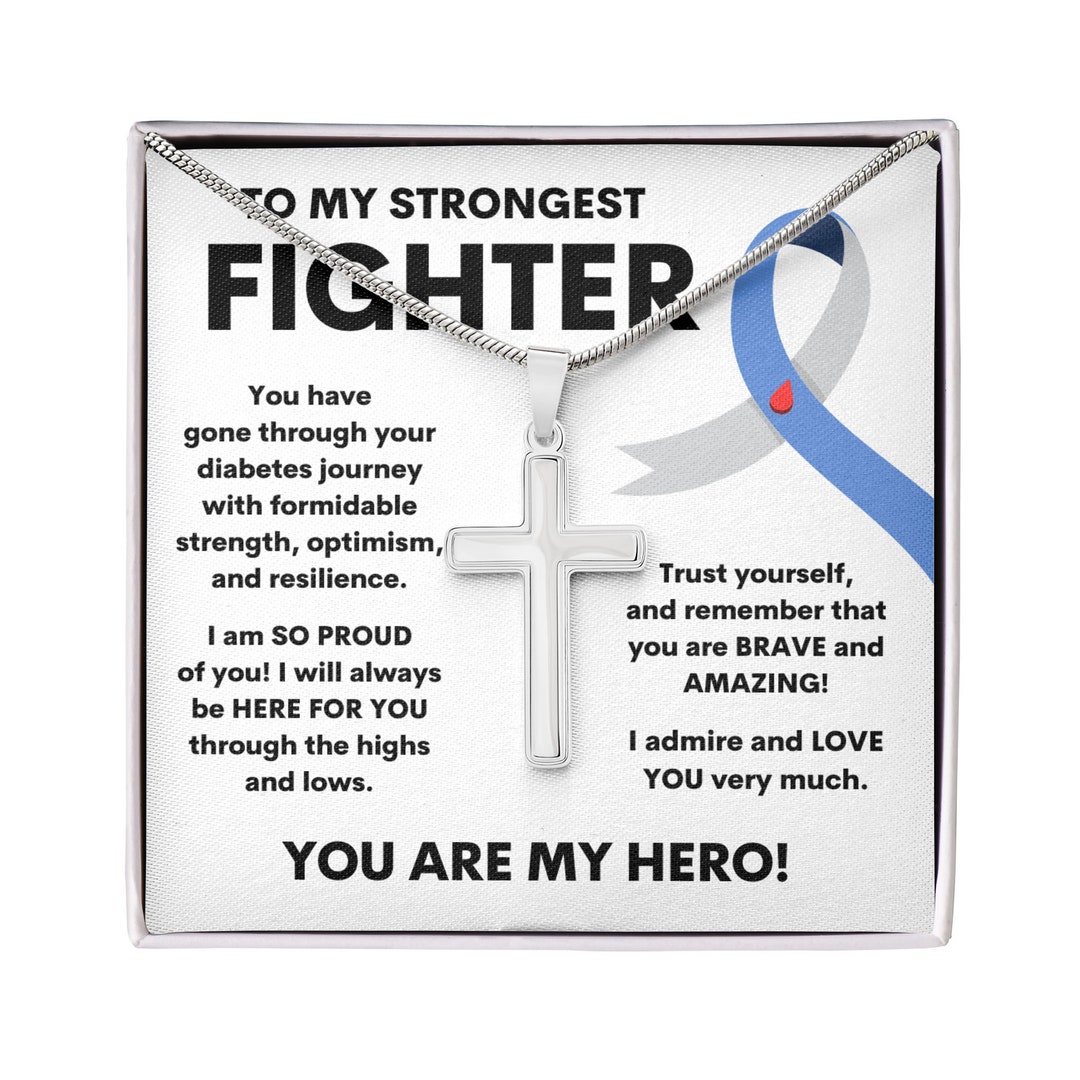 Diabetes Awareness Cross Necklace, Diabetes Warrior, Diabetic Gift ...