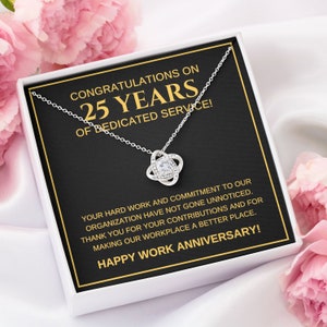 25 Years Dedicated Service, Work Anniversary Necklace, Service Award ...