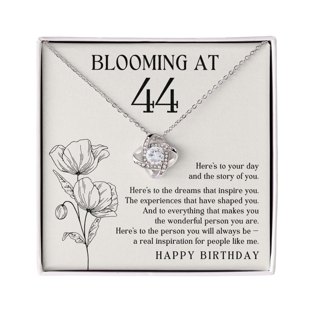 Blooming at 44 Here's to Your Day, Happy 44th Birthday Necklace, Gift ...