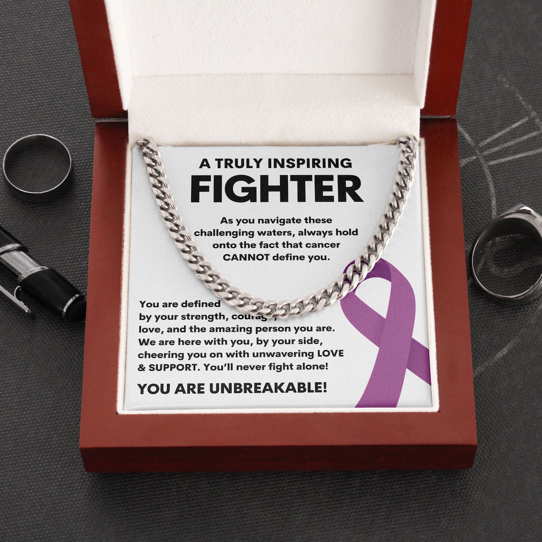 Inspiring Cancer Fighter Necklace, Cancer Support Gift for Dad, Cancer ...