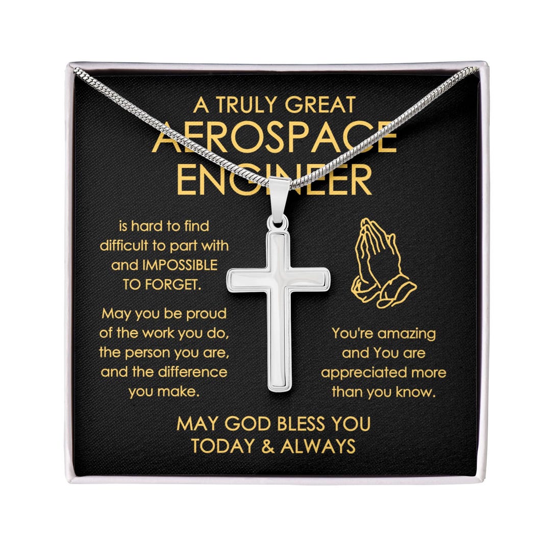 Aerospace Engineer Cross Necklace, Gift for Aerospace Engineer, Thank ...