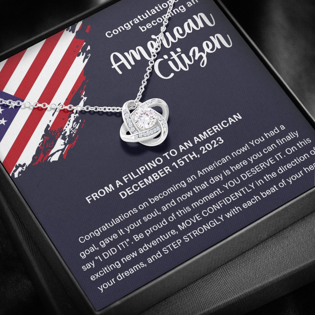 New American Citizen Personalized Necklace, New Citizen Gift, Us ...
