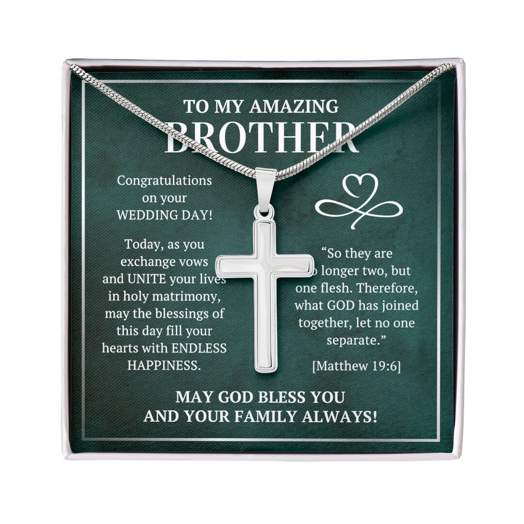 To My Amazing Brother Necklace, Cross Gift for Brother Wedding Day ...