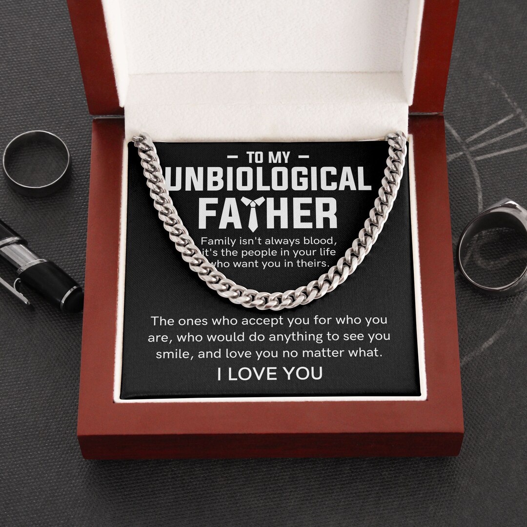 Unbiological Father Cuban Link Necklace Gifts From Daughter, Bonus Dad ...