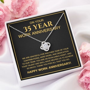 35 Year Work Anniversary Necklace, Personalized Service Award, Company ...