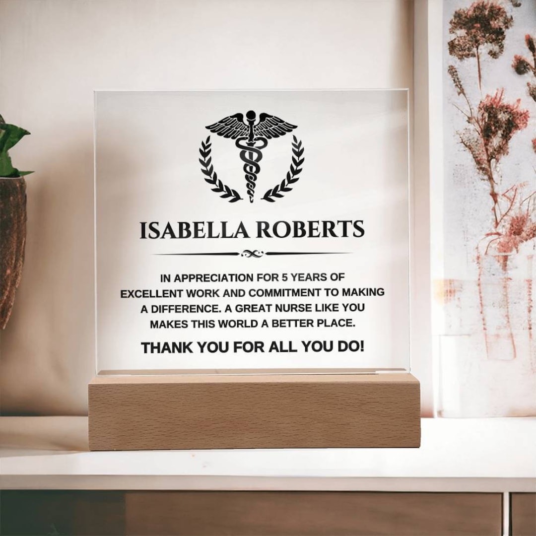5 Years Work Anniversary Gift for Nurse, Thank You Nurse Plaque, Custom ...