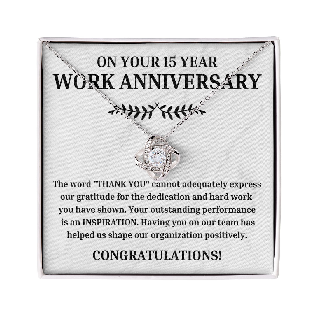 On Your 15 Year Work Anniversary Necklace, 15 Years of Service ...