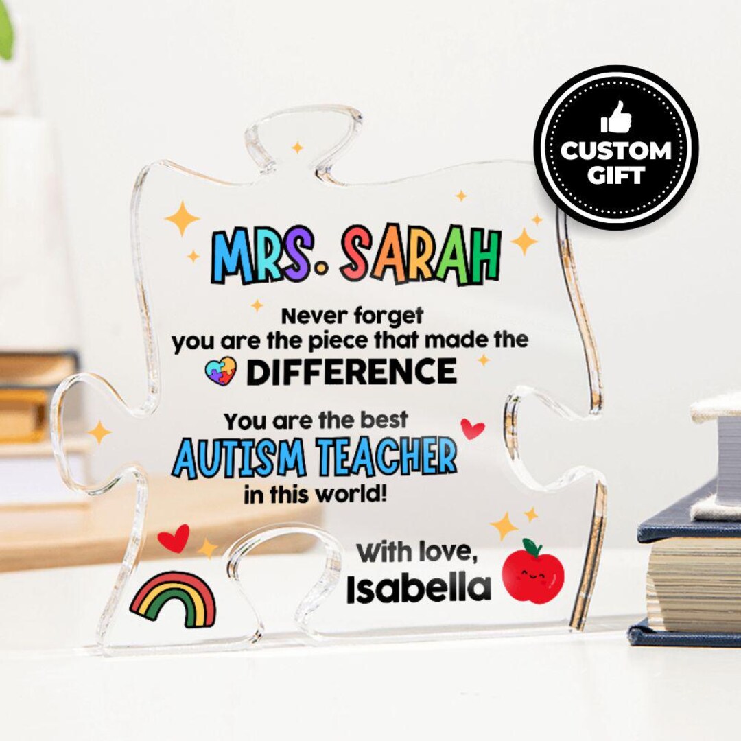 Autism Teacher Thank You Gift From Student, Autism Awareness Puzzle ...
