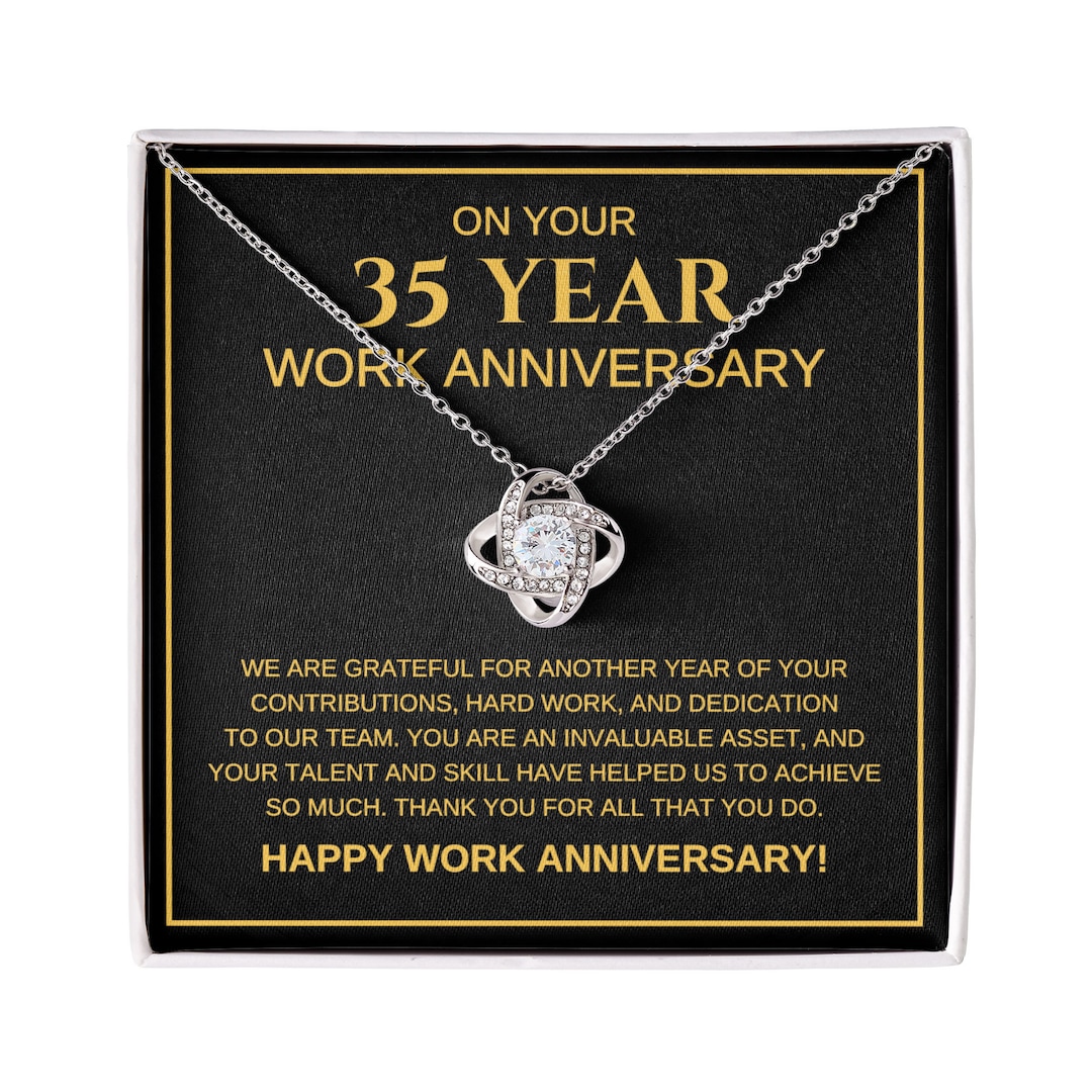 35 Year Work Anniversary Necklace, Personalized Service Award, Company ...