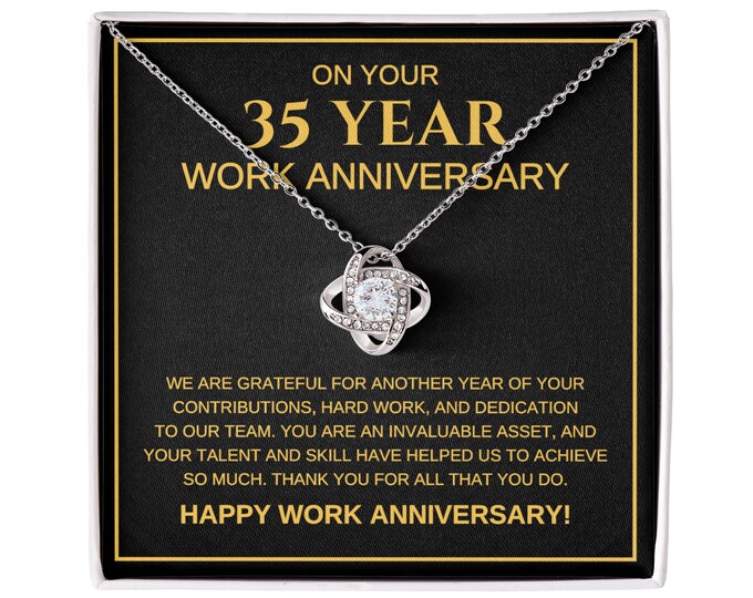 35 Year Work Anniversary Necklace, Personalized Service Award, Company ...