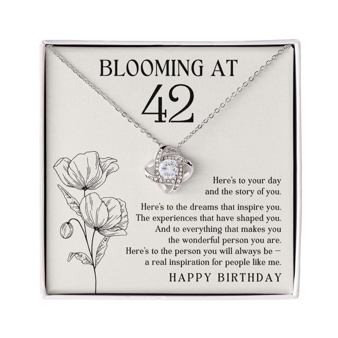 Blooming at 42 Here's to Your Day, Happy 42nd Birthday Necklace, Gift for Women, Turning 42 ...