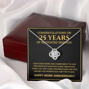 25 Years Dedicated Service, Work Anniversary Necklace, Service Award ...