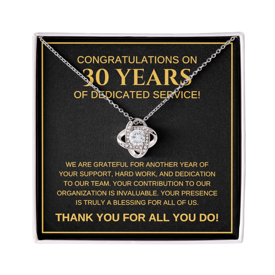 30 Year Work Anniversary Necklace, Service Award, Company Gifts ...