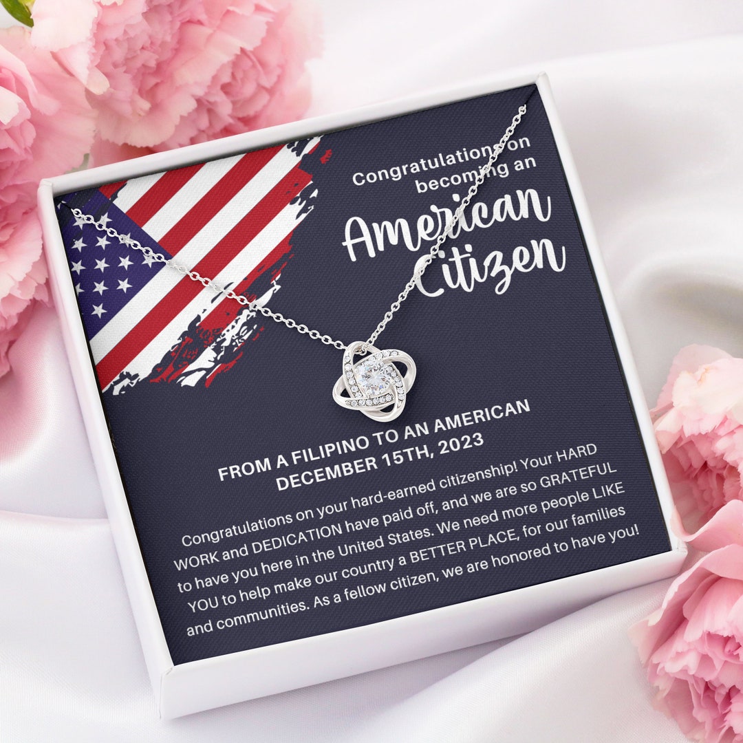 Personalized New American Citizen Necklace Gift for Women, Citizenship ...