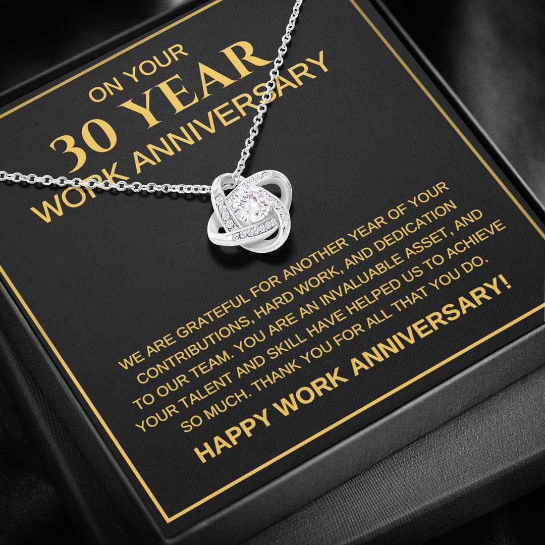 30 Year Work Anniversary Necklace, Personalized Service Award, Company ...