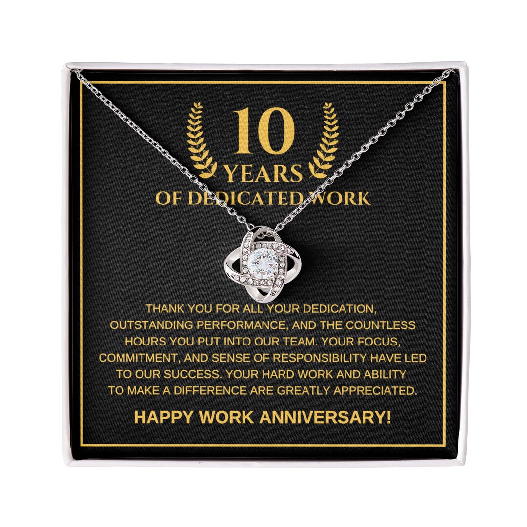 10 Years of Dedicated Work Necklace, Employee Recognition Appreciation ...