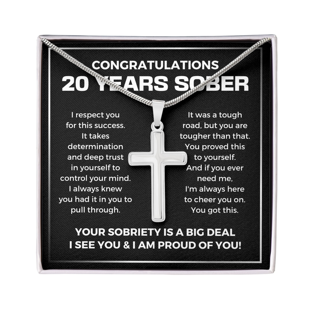 20 Years of Sobriety Cross Necklace Gift for Sobriety Anniversary, 20 ...
