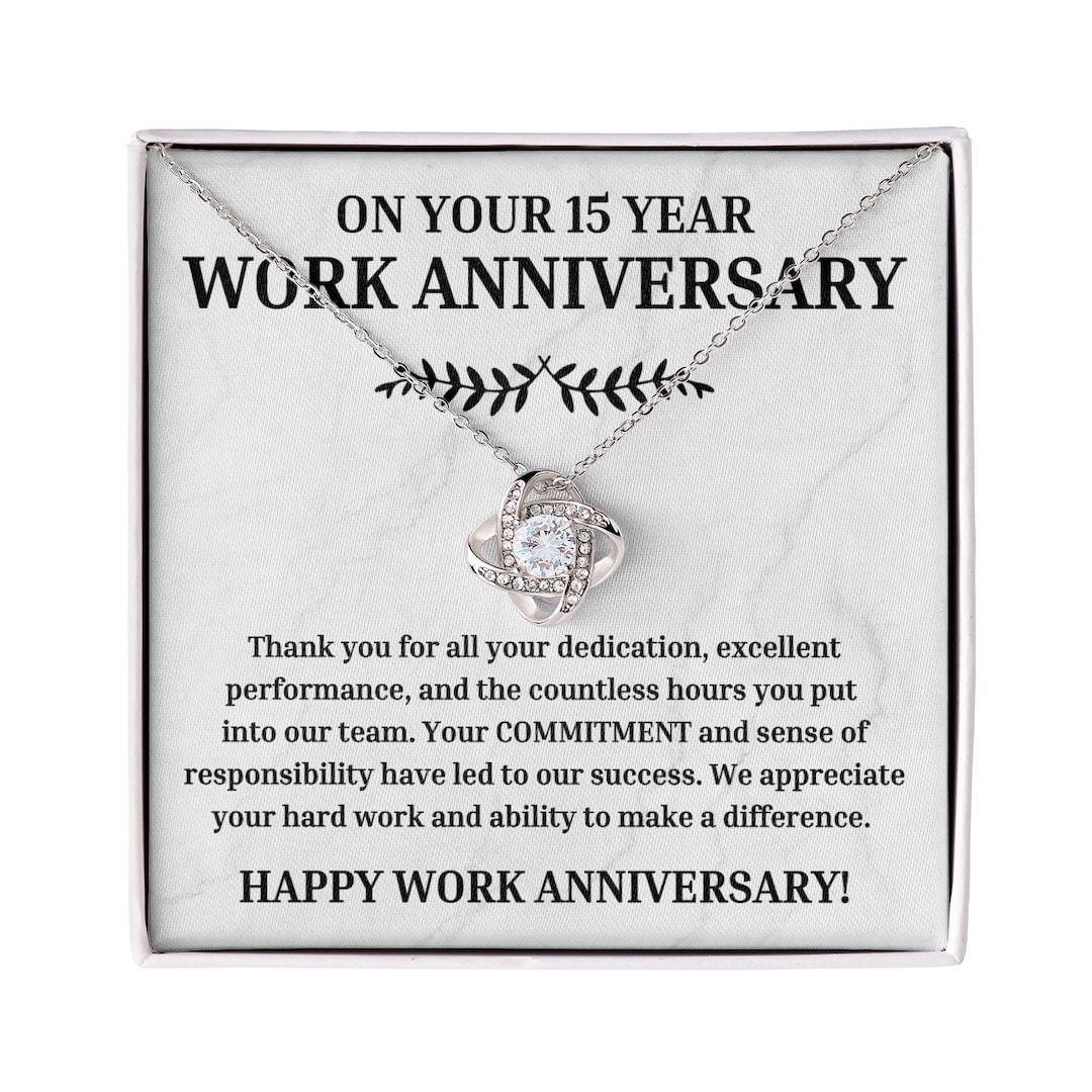 On Your 15 Year Work Anniversary Necklace, 15 Years of Service ...
