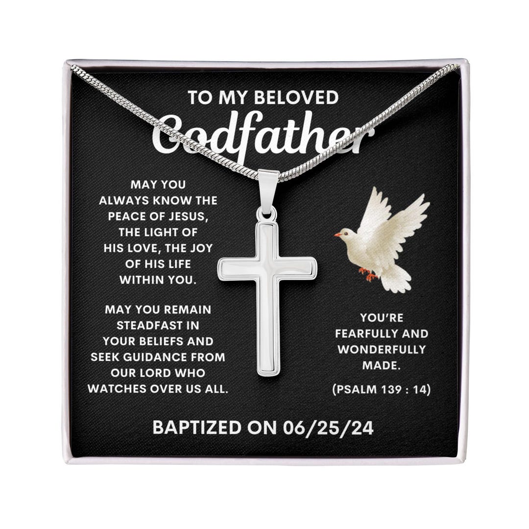 Personalized Baptism Gift for Godfather, Cross Necklace Gift for ...