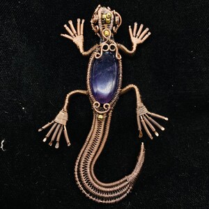 Lizard Pendant Wire Wrap Gemstone Pendent Gemstone Jewelry Copper ...