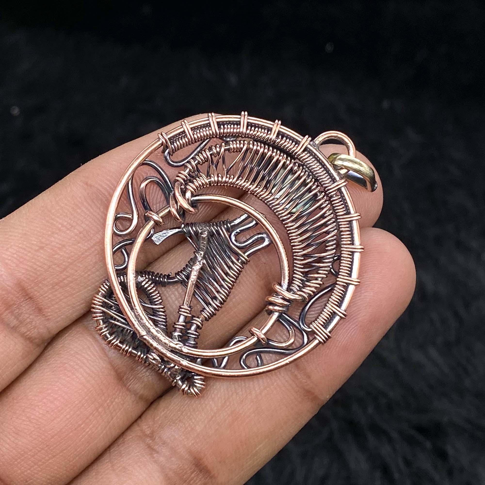 Oxidized Copper Wire Wrapped Labradorite Pendant: Handmade Jewelry - Etsy