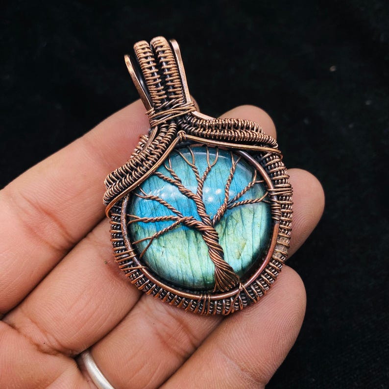 Labradorite Tree of Life Pendant: Handmade Copper Wire Wrapped Necklace ...