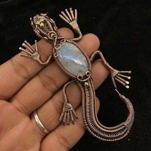 Lizard Pendant Wire Wrap Gemstone Pendent Gemstone Jewelry Copper ...