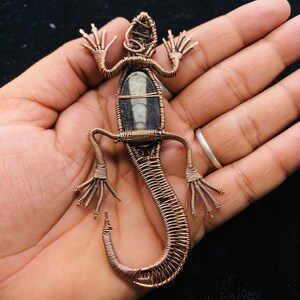 Lizard Pendant Wire Wrap Gemstone Pendent Gemstone Jewelry Copper ...